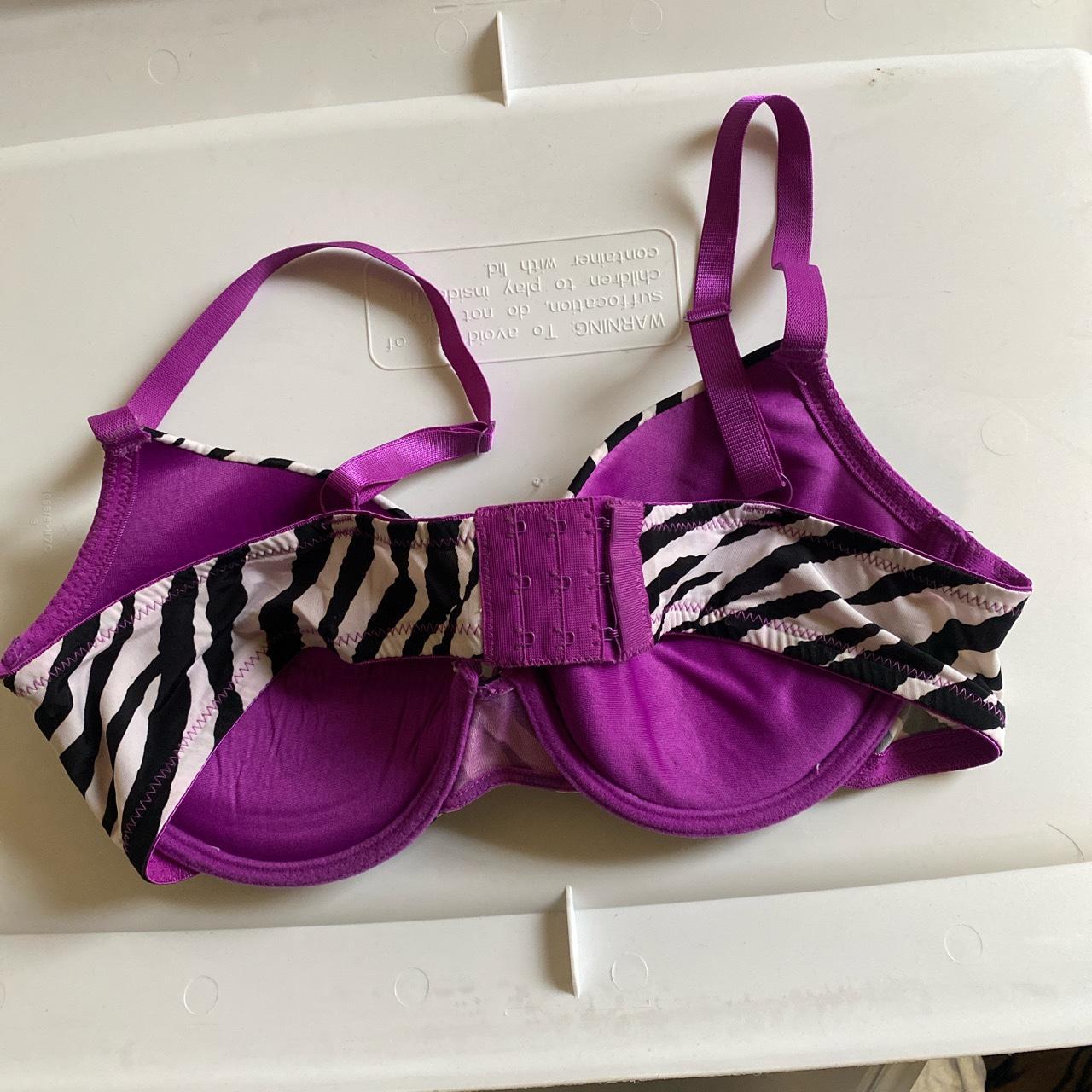 💜 Y2K Bra 💜 - super cute purple & zebra print bra... - Depop