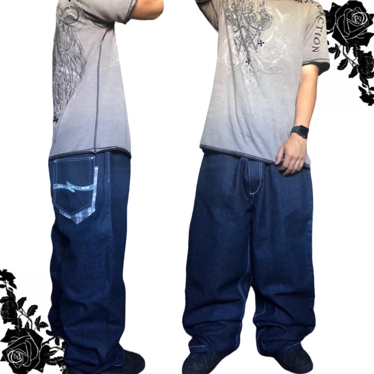 vintage 2000s southpole baggy jeans with plaid... - Depop