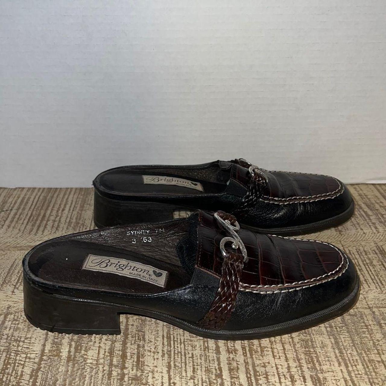 Brighton slide in leather brown and black with... - Depop