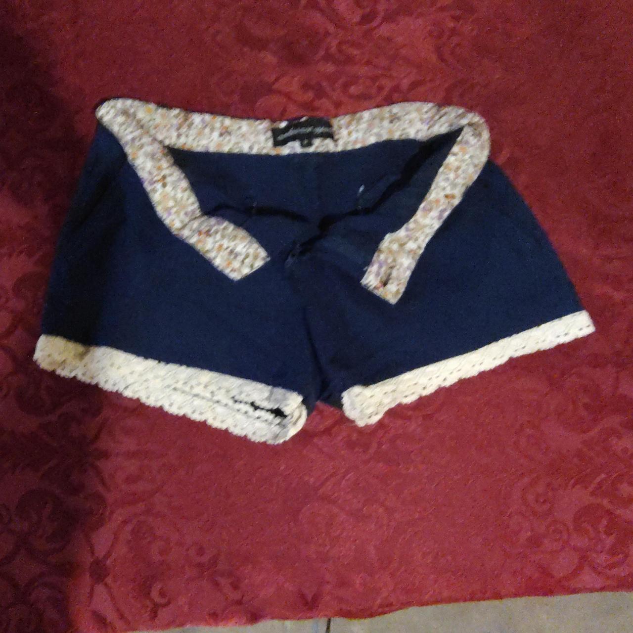 adorable navy blue mini/micro shorts with lace... | Depop