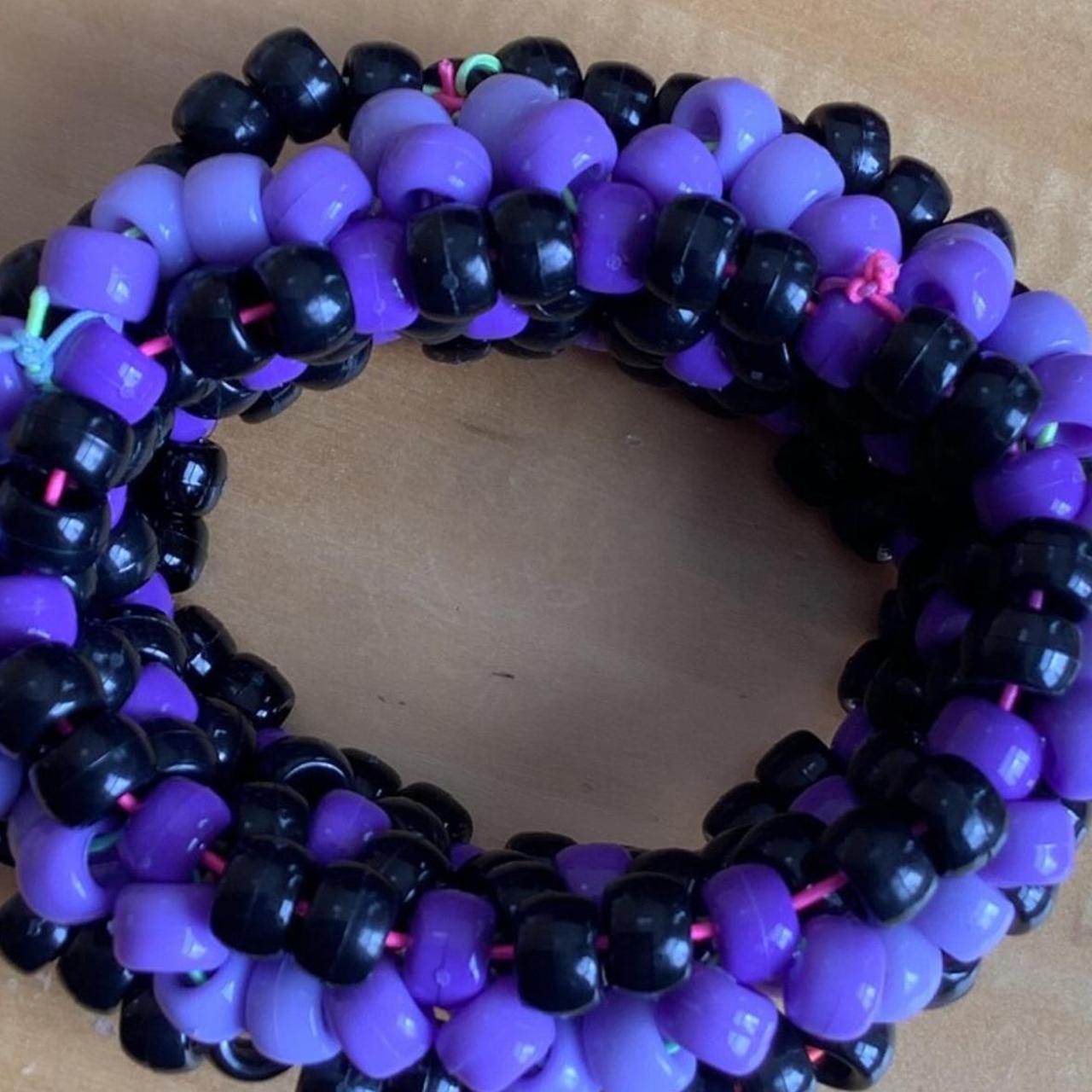 Purple and Black 3 Kandi cuff #handmade #kandi... - Depop