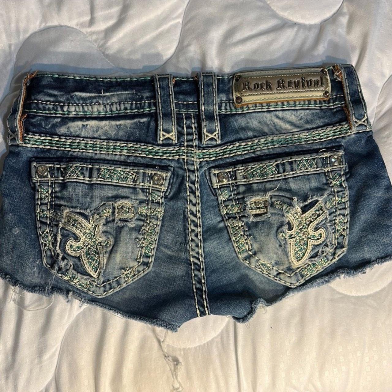 rock revival low rise mini shorts size... - Depop