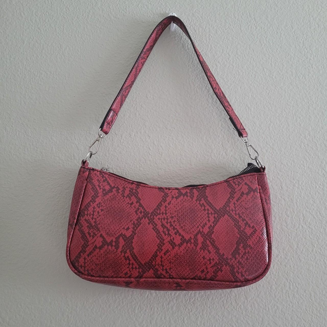 NWOT. RED, FAUX, ALLIGATOR, PRINT, HOBO, BAGUETTE,... - Depop