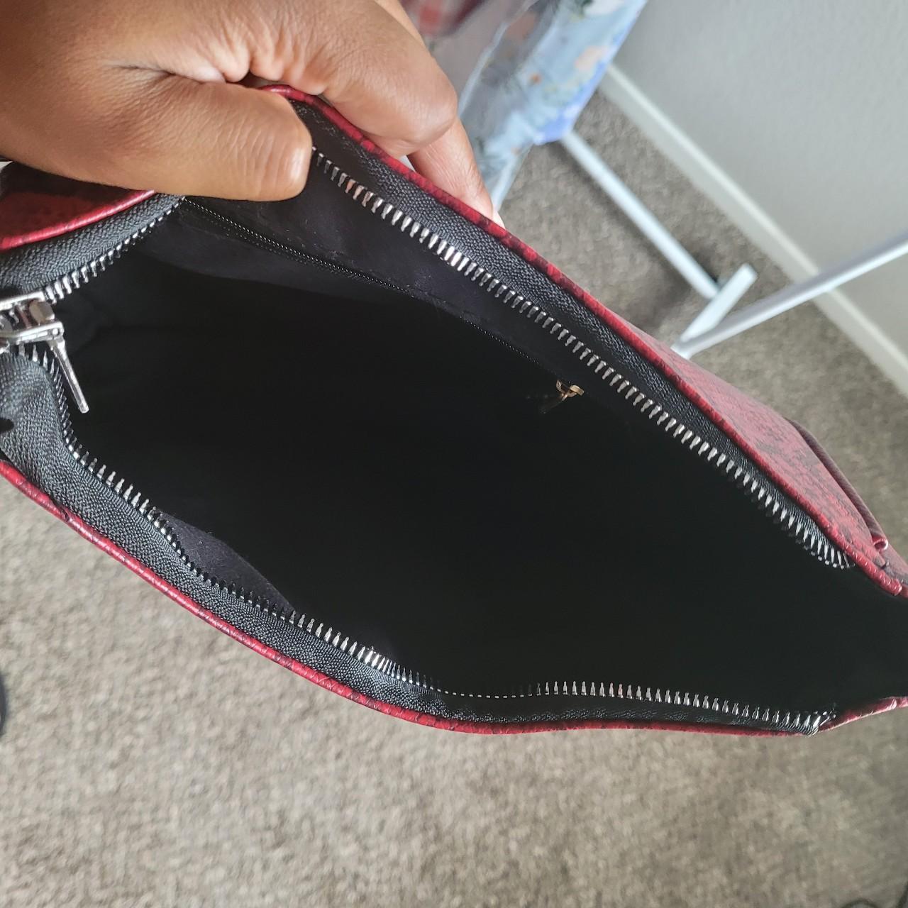 NWOT. RED, FAUX, ALLIGATOR, PRINT, HOBO, BAGUETTE,... - Depop