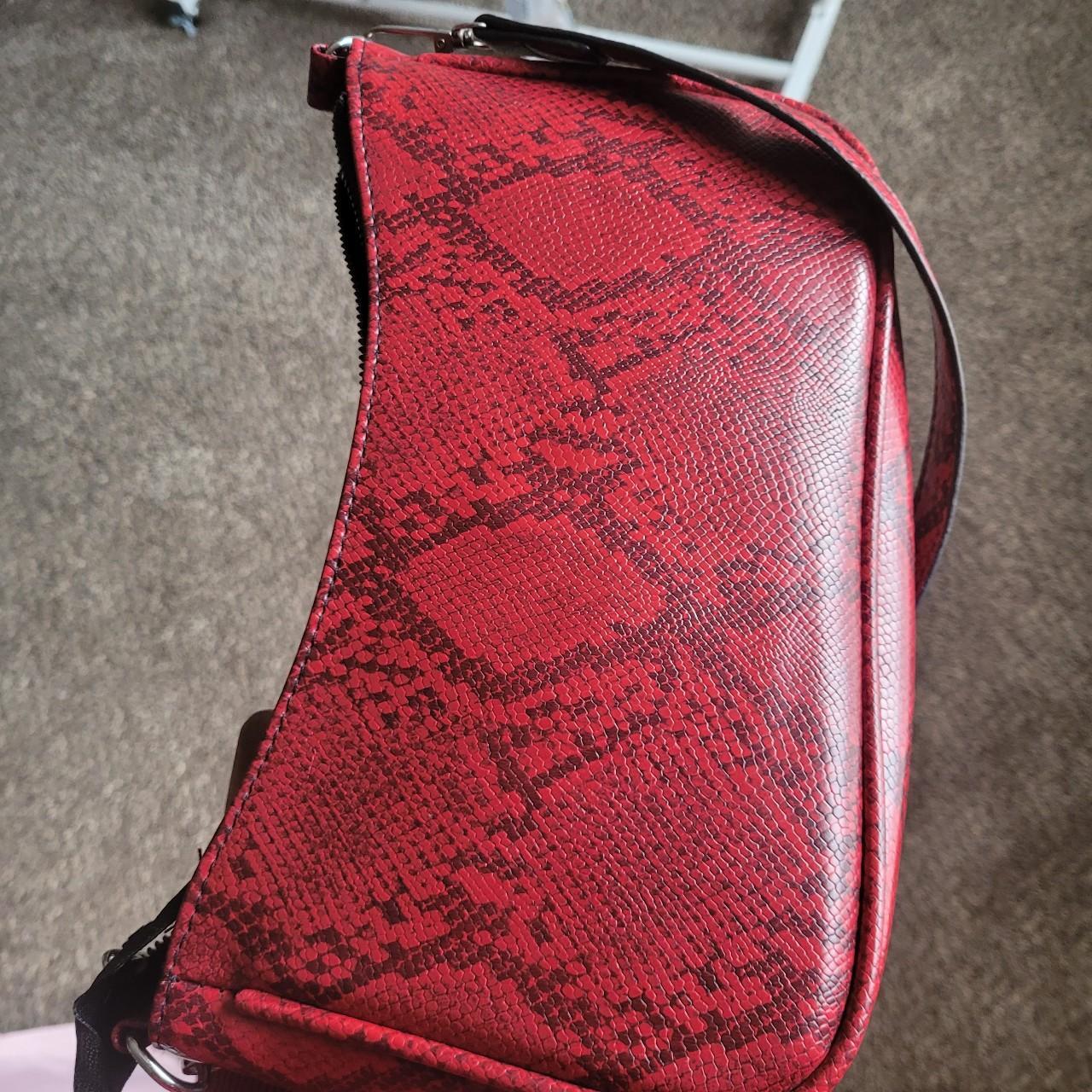 NWOT. RED, FAUX, ALLIGATOR, PRINT, HOBO, BAGUETTE,... - Depop