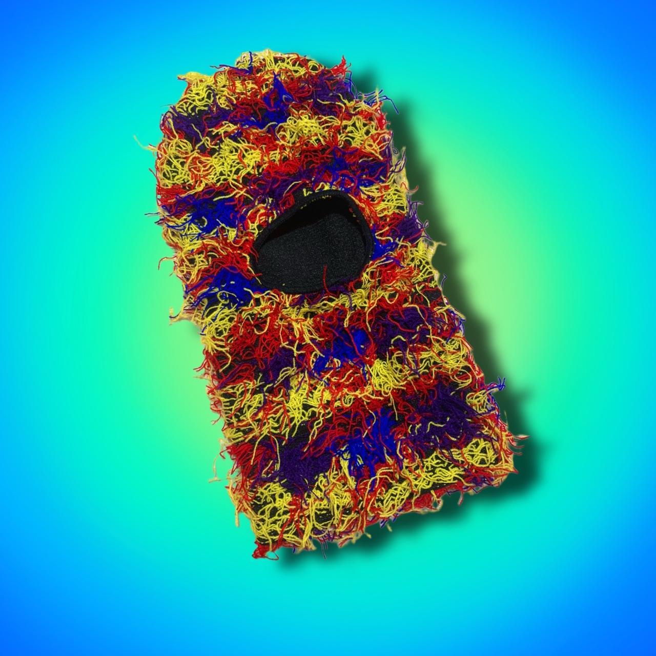 Weirdcore Odd and Unusual colorful stringy ski mask.... - Depop
