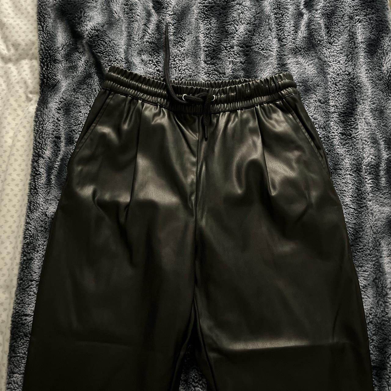 Zara leather joggers Womens size xs Worn once - Depop