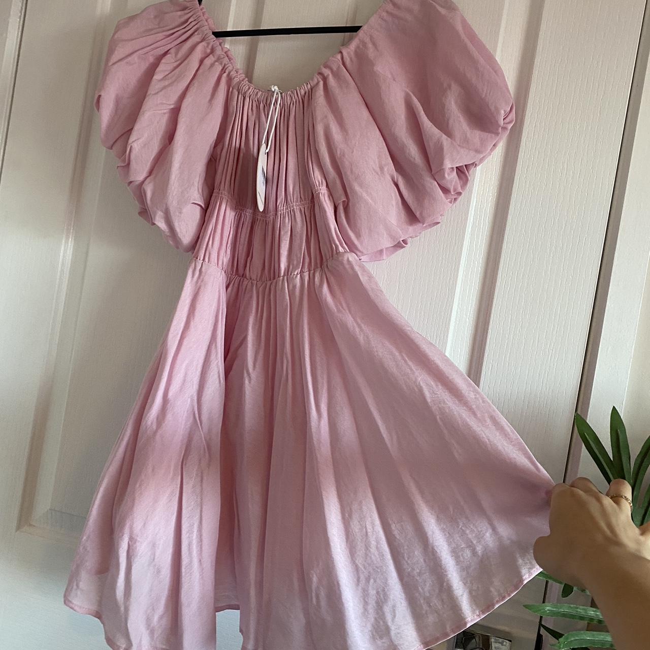 Brand new baby pink mini dress with puffy sleeves... - Depop