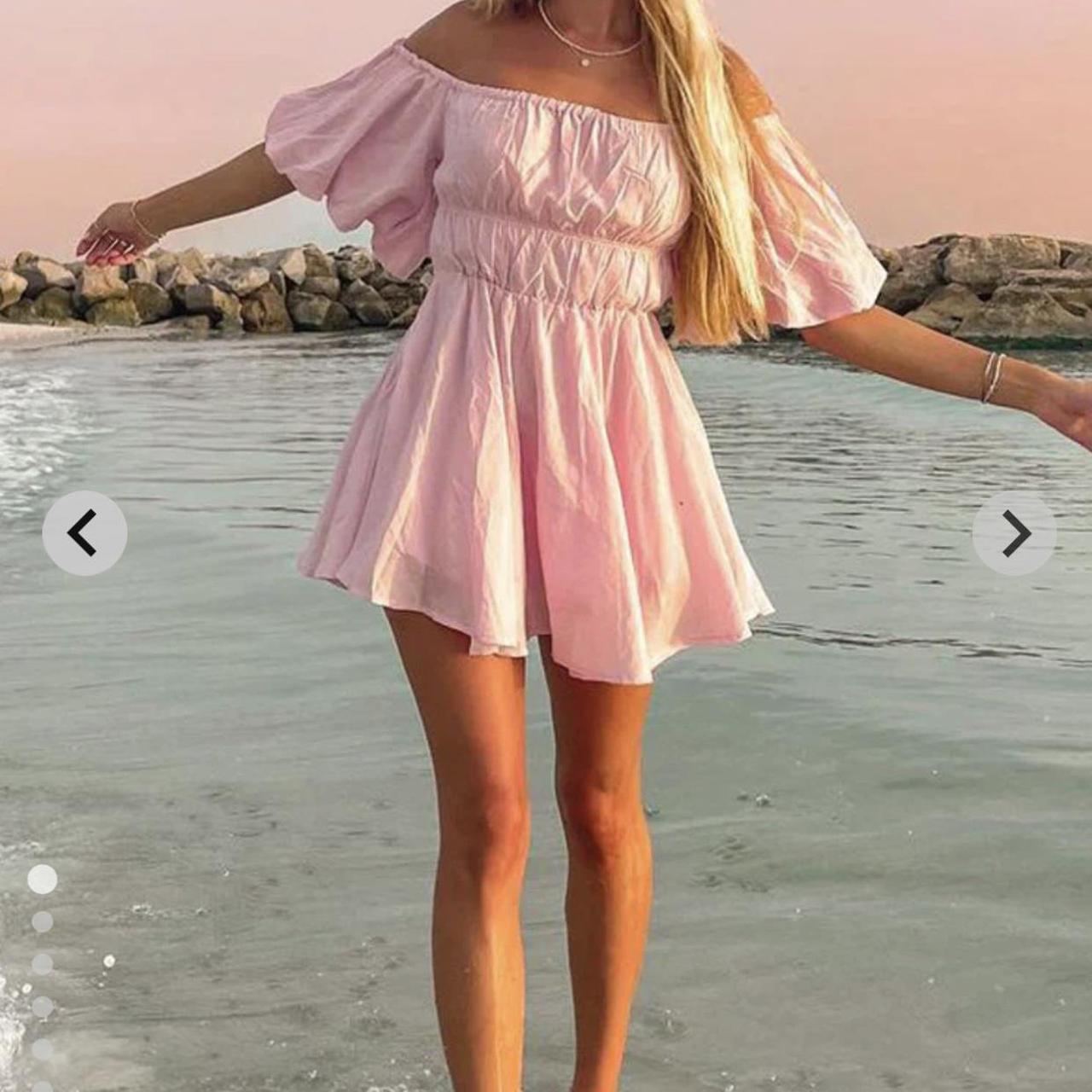 Brand new baby pink mini dress with puffy sleeves... - Depop