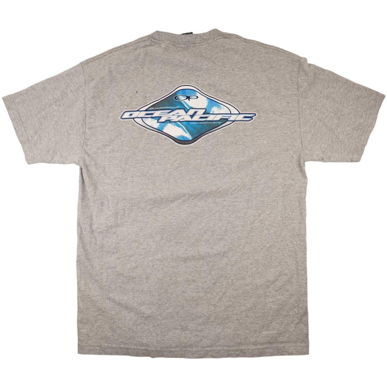 Vintage Ocean Pacific Graphic Print Tee Grey with... | Depop