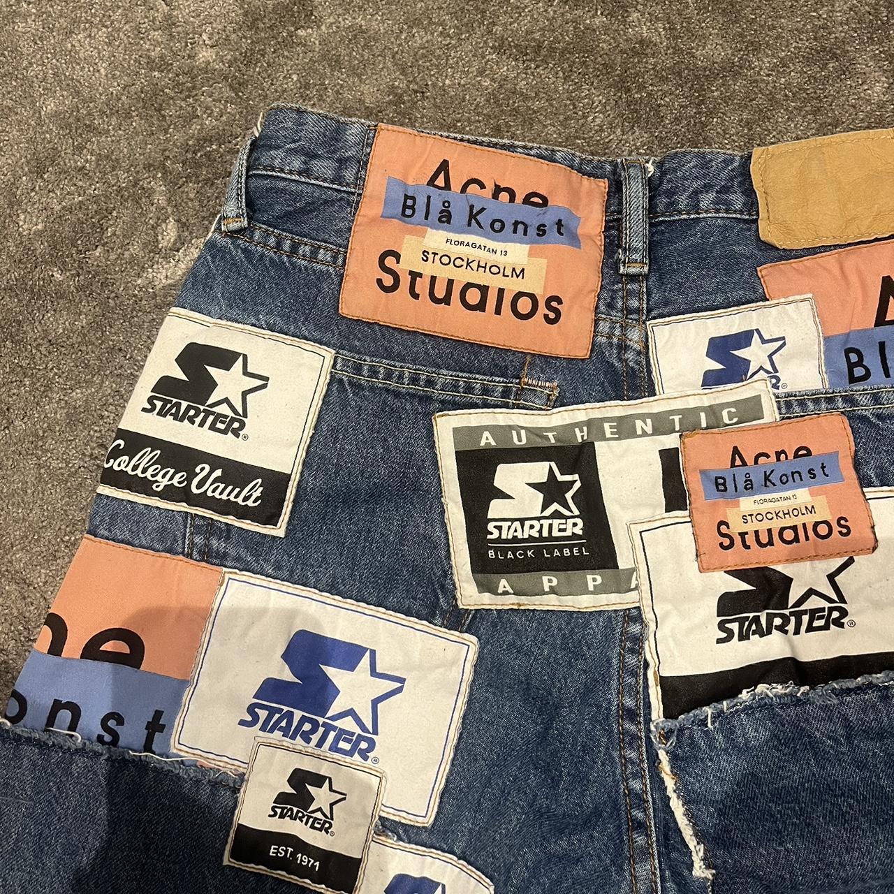 Acne Studios X Starter Black collab patch jeans... - Depop