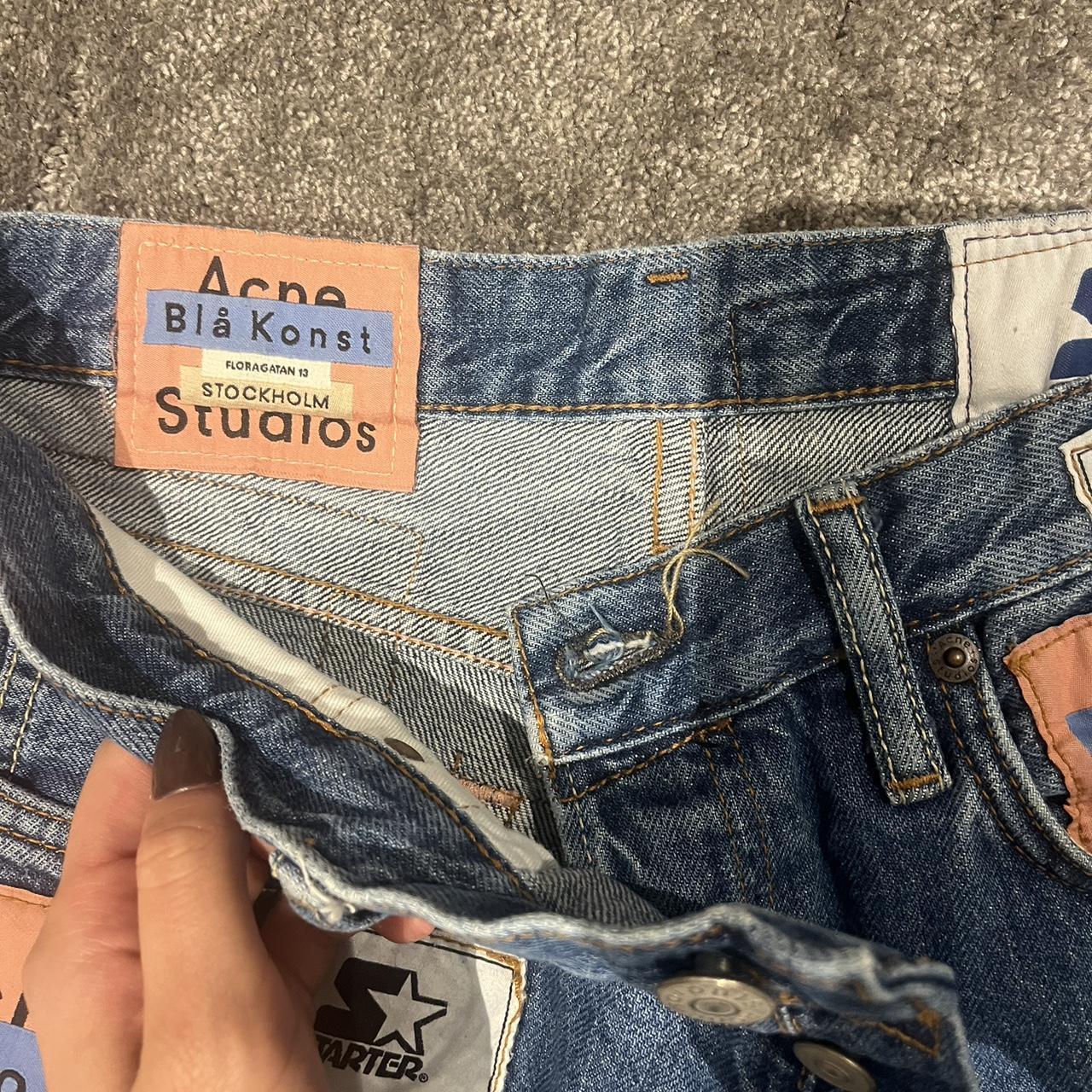 Acne Studios X Starter Black collab patch jeans... - Depop