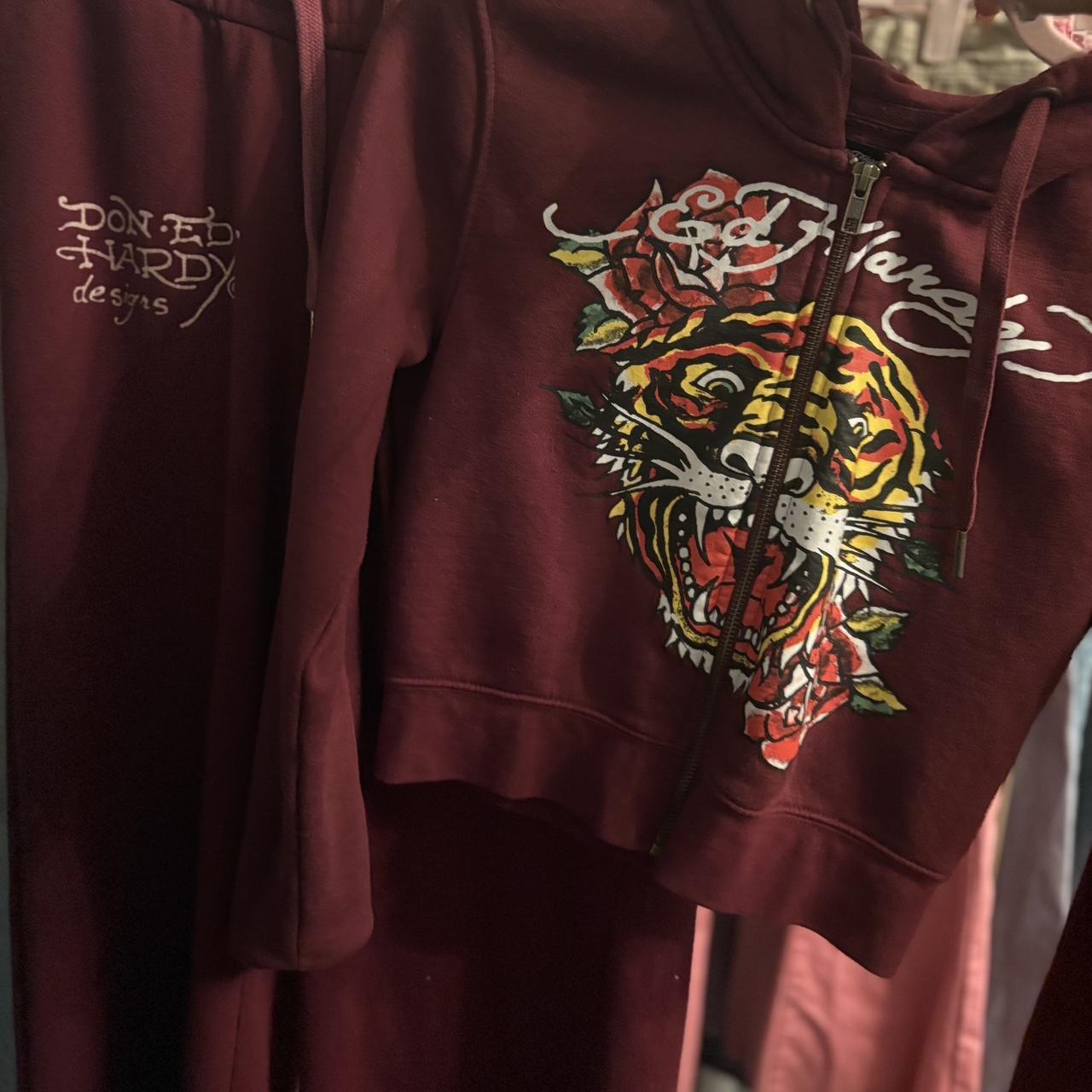 red ed hardy set medium zip small pants , pants are... | Depop