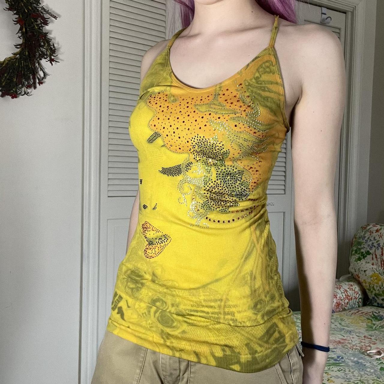 Y2K 2000s Print Jeweled Tank Top Size is OS Brand is... - Depop