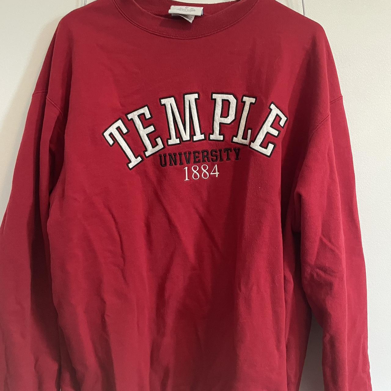 Temple University red crew neck sweatshirt, worn but... - Depop