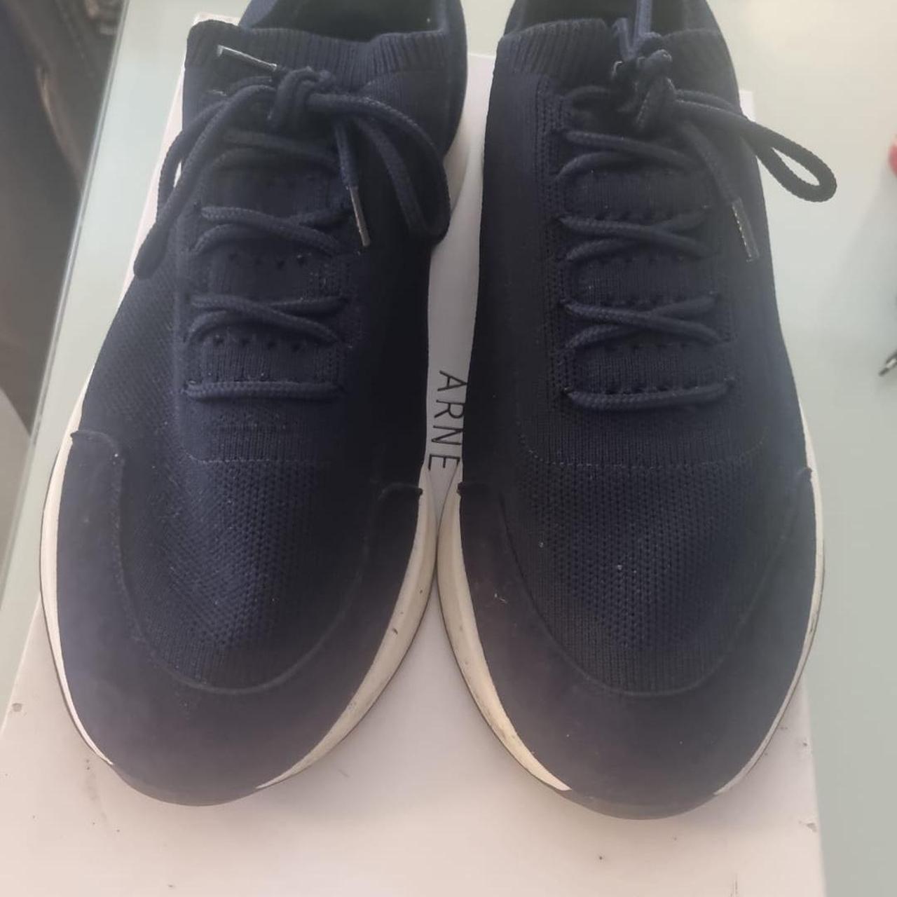 Arne navy trainers Worn twice Comes with box and... - Depop
