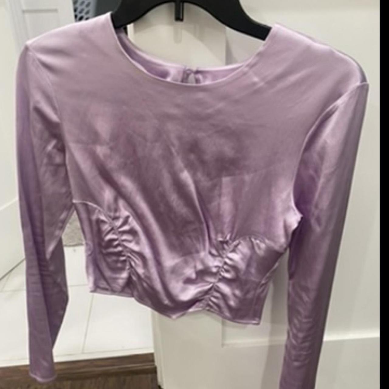Cute satin pink top purple, size extra small, fits... - Depop