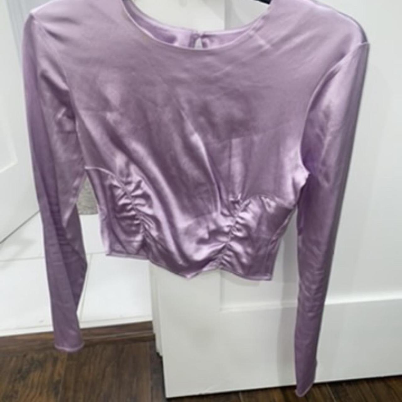 Cute satin pink top purple, size extra small, fits... - Depop