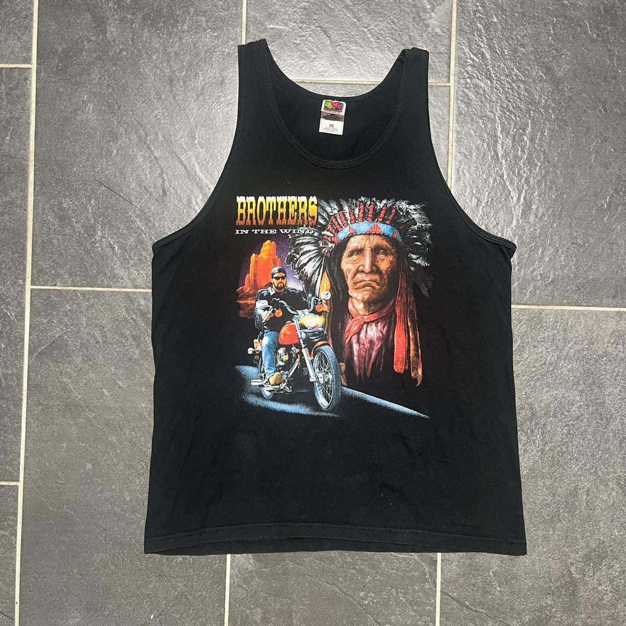 Vintage 90s Indian biker tank... - Depop