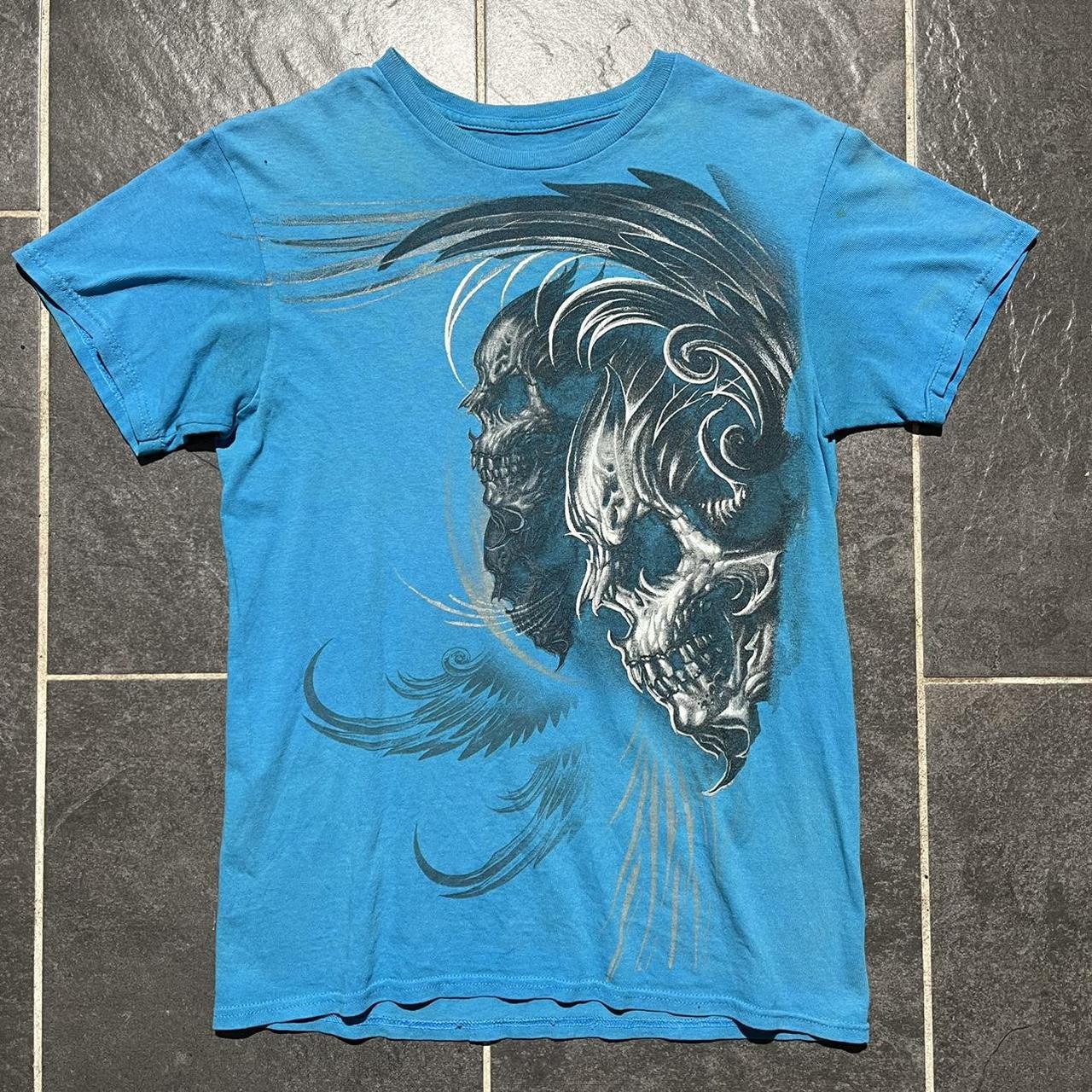 Super y2k mall goth skull T-shirt Missing tag but... - Depop