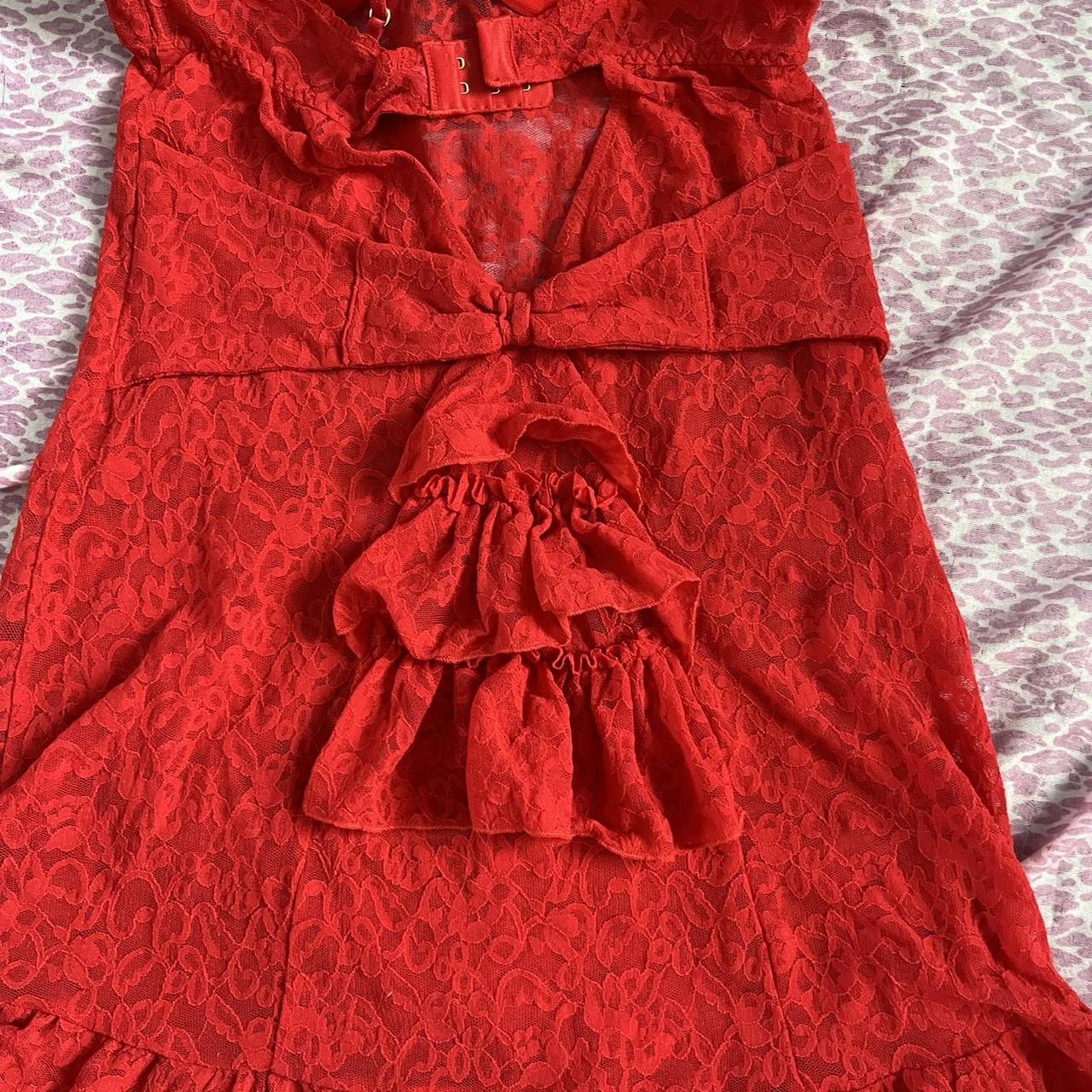 Red lace ruffle victorias secret bustier - Depop