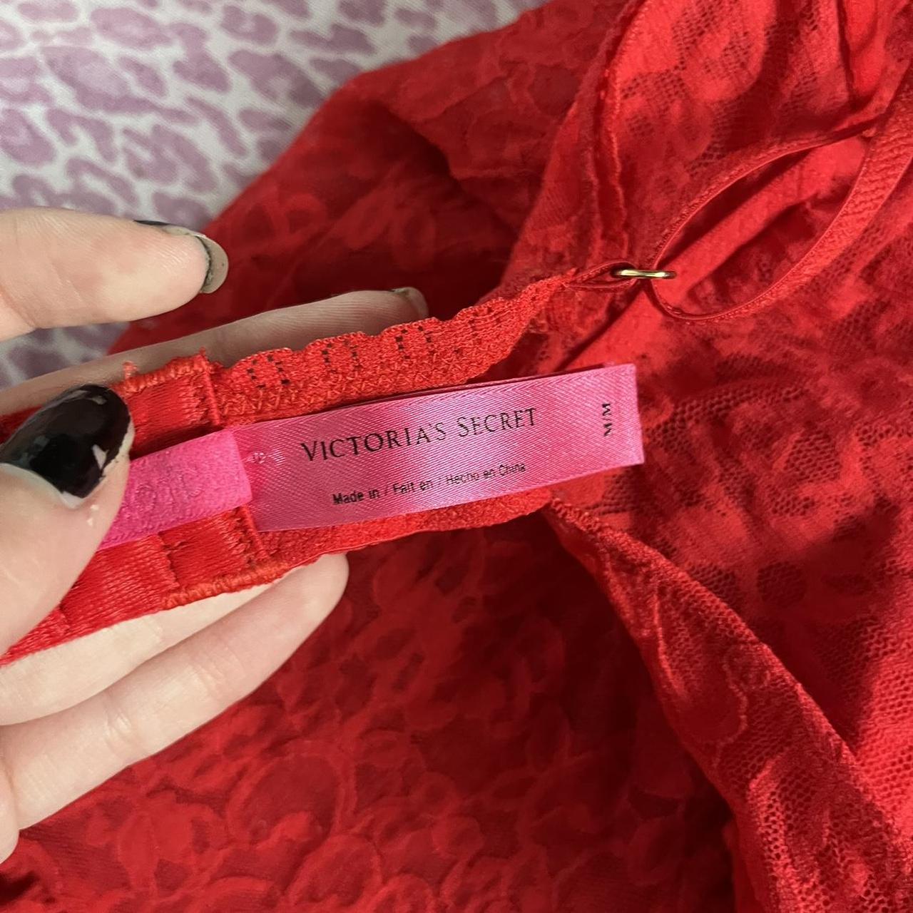 Red lace ruffle victorias secret bustier - Depop