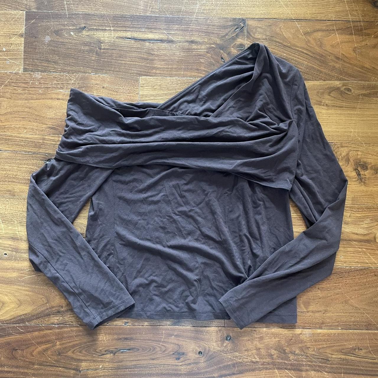 Fold over Off Shoulder Asymmetrical long sleeve top... - Depop