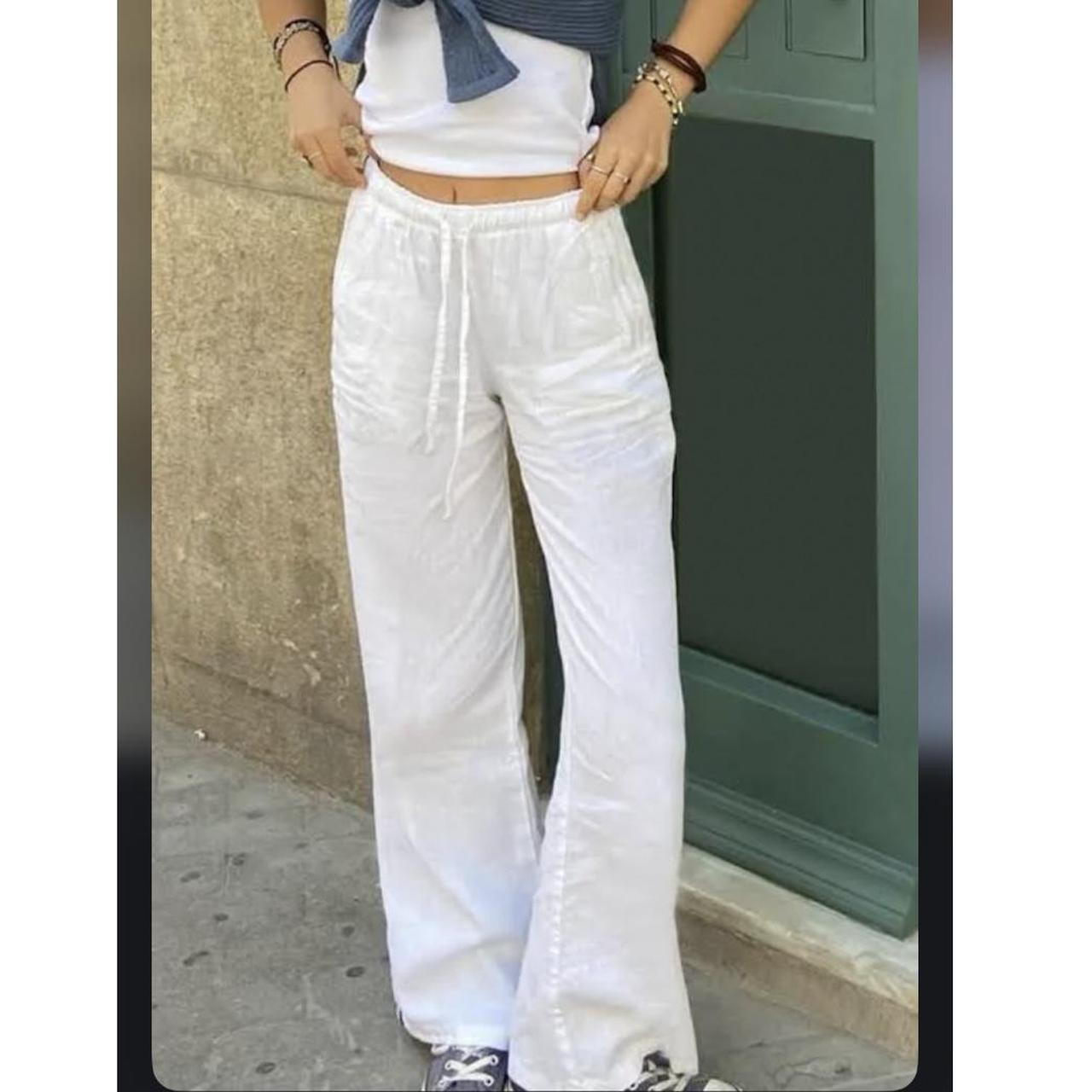 the cutest summer pants! brand new subdued white... - Depop