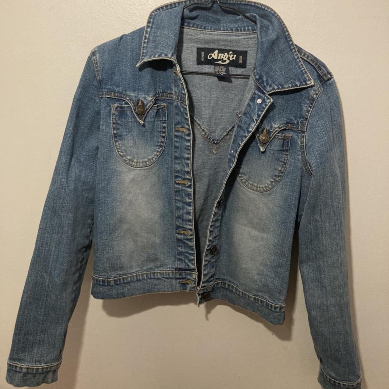Y2K 2000’s VINTAGE STRETCH MINI DENIM JEAN JACKET... - Depop