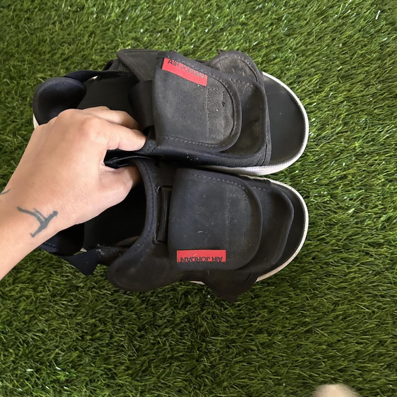 black Jordan slides ⛽️⛽️ size 7 women’s (can fit a... - Depop