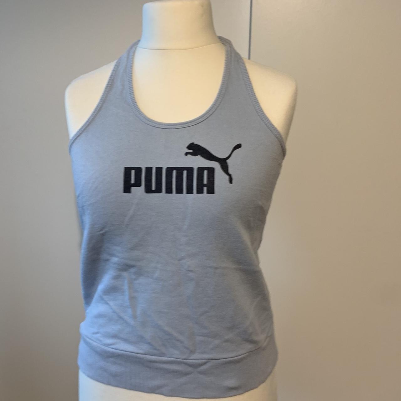 Real vintage puma halter top in a baby blue heavy... - Depop