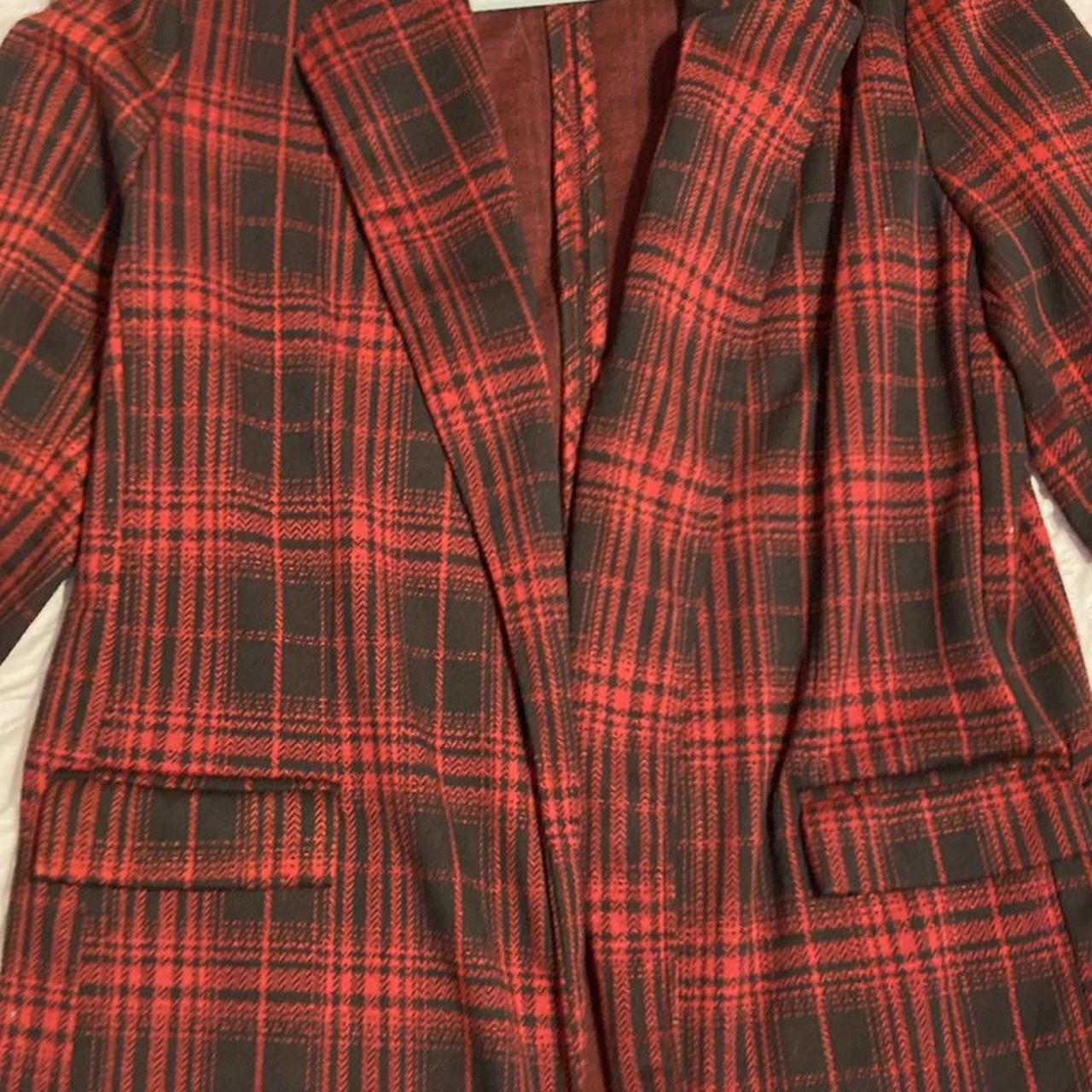 Red plaid blazer - Depop