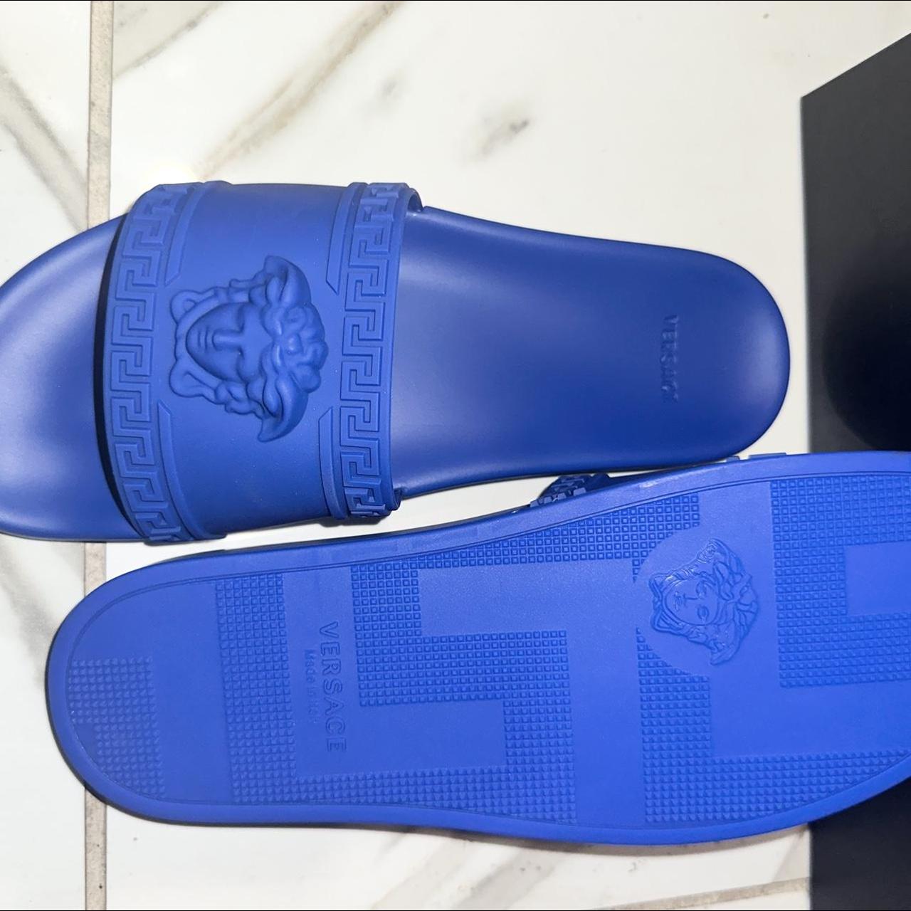 Versace Men's Blue Slides | Depop