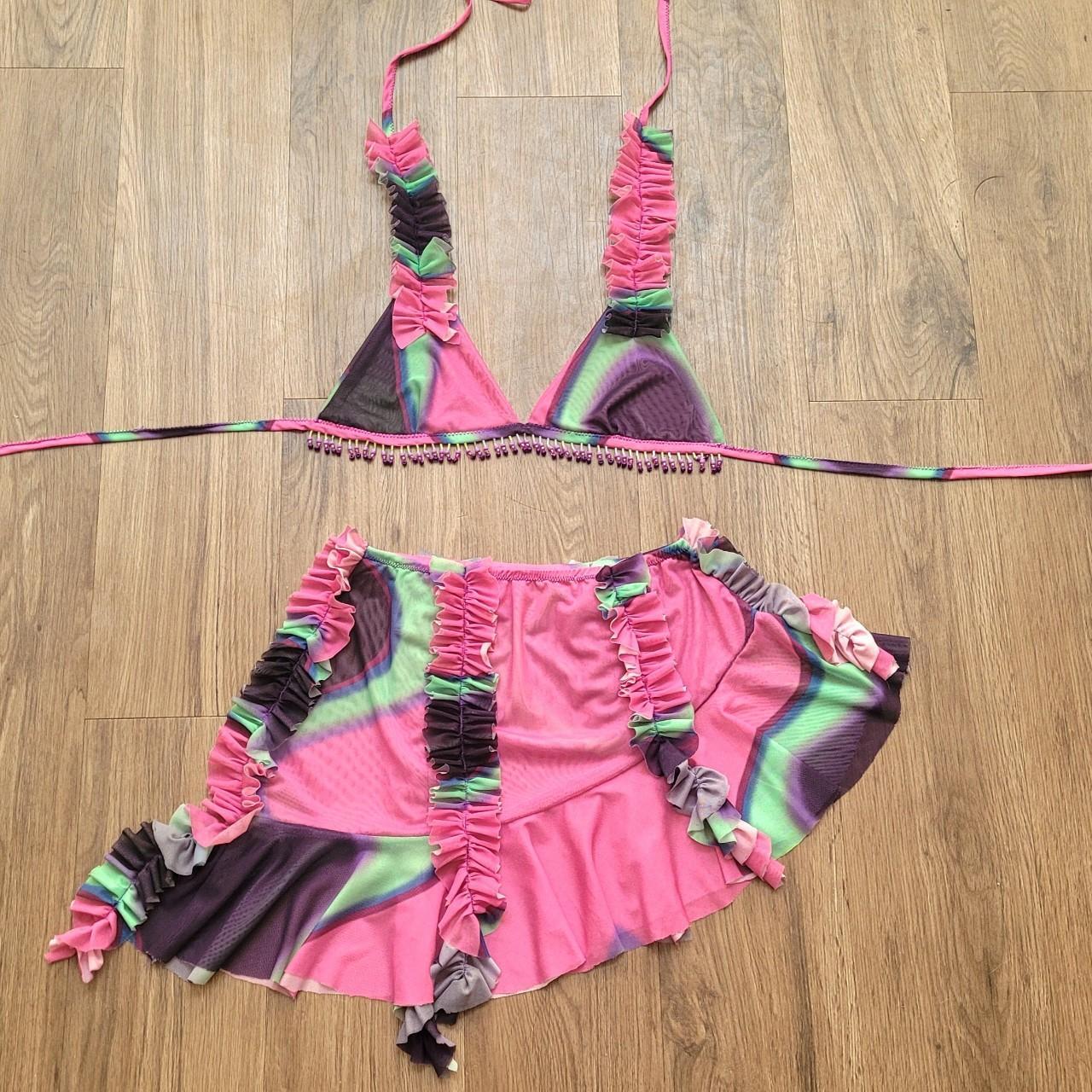 Groovy Rave set 💜🩷💚 Top and skirt 2 size available... - Depop