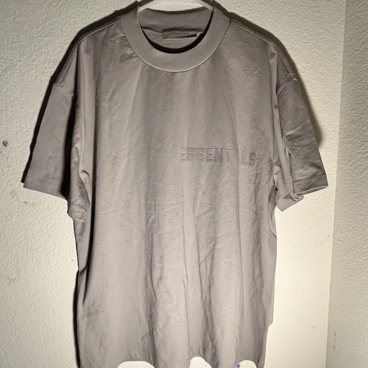 Fear of God Men's Cream and Grey T-shirt | Depop
