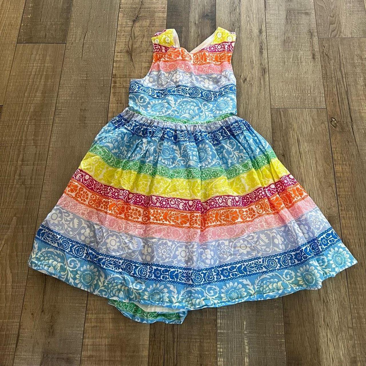 Mini Boden Kids' Rainbow Stripe Cross-Back Dress,... - Depop