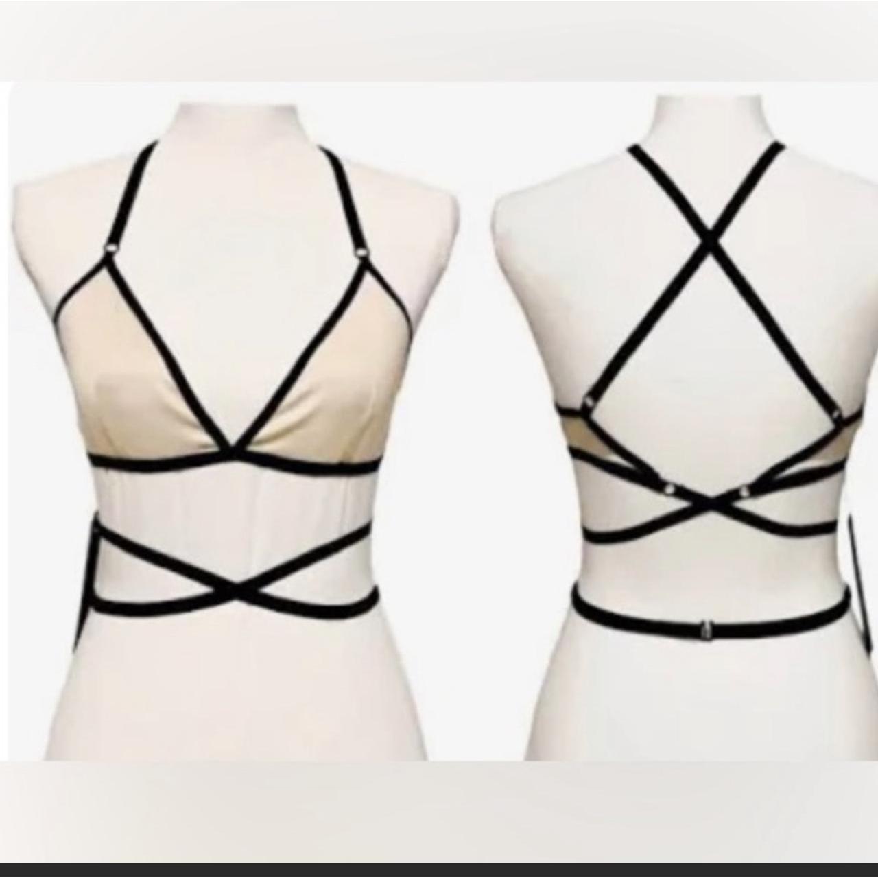 House of Widow Slinky Spandex Tri Bra in Off... - Depop