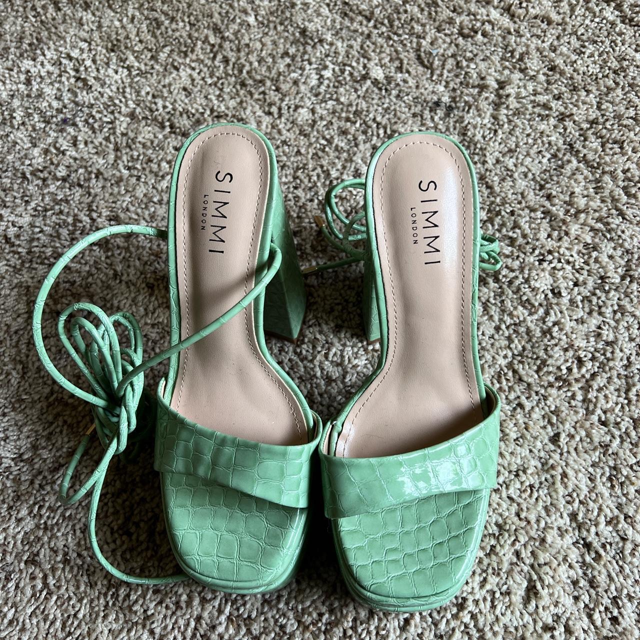 Simmi London squared toe platform lace up heels.... - Depop