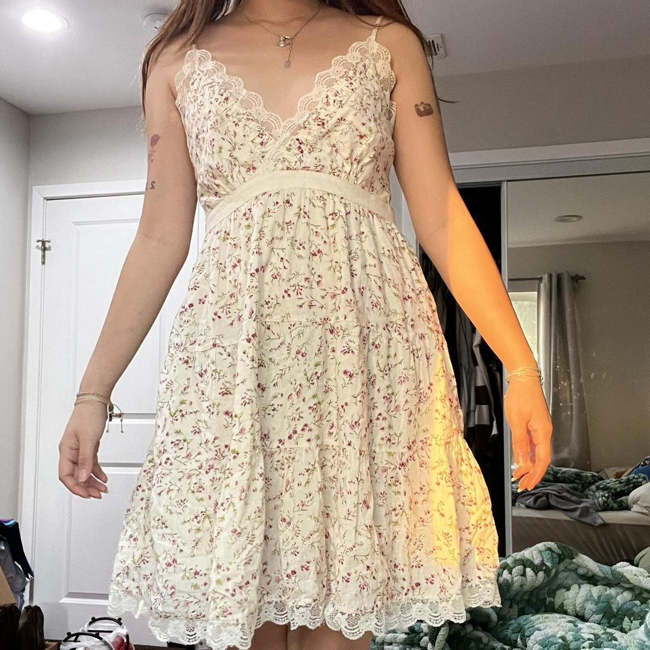 Vintage Coquette Floral Lace Dress Brand : Pink... - Depop