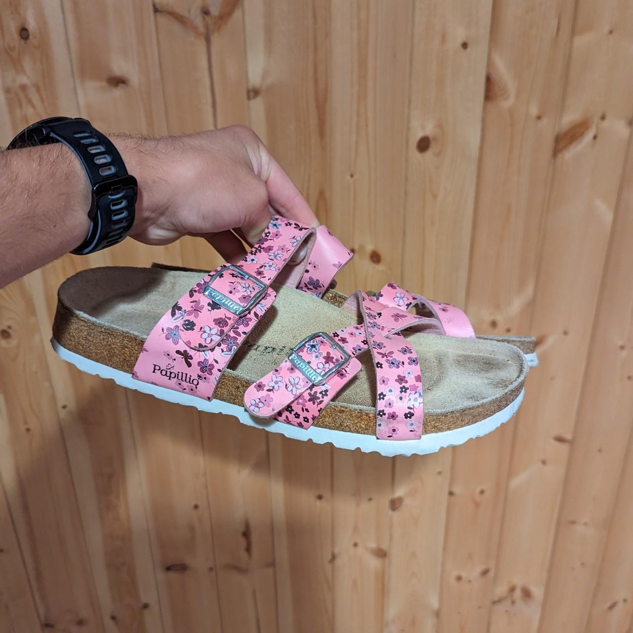 Papillio by Birkenstock Women's Pink Flower pattern... - Depop