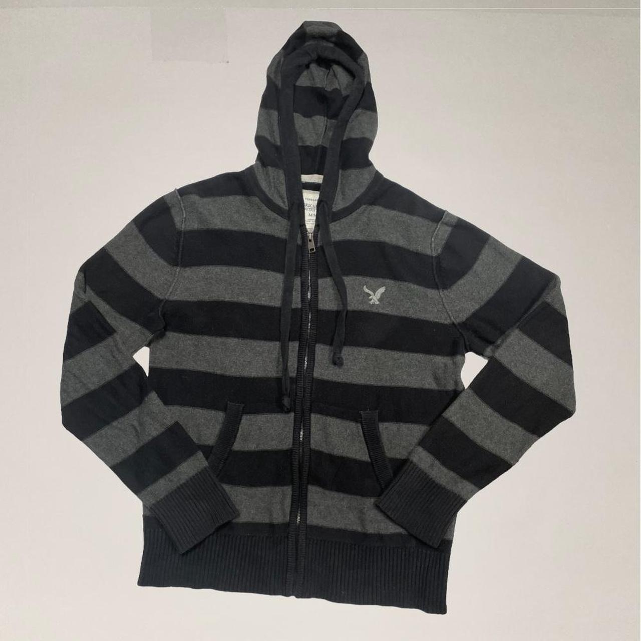 y2k american eagle striped zip up jacket, emo,... - Depop