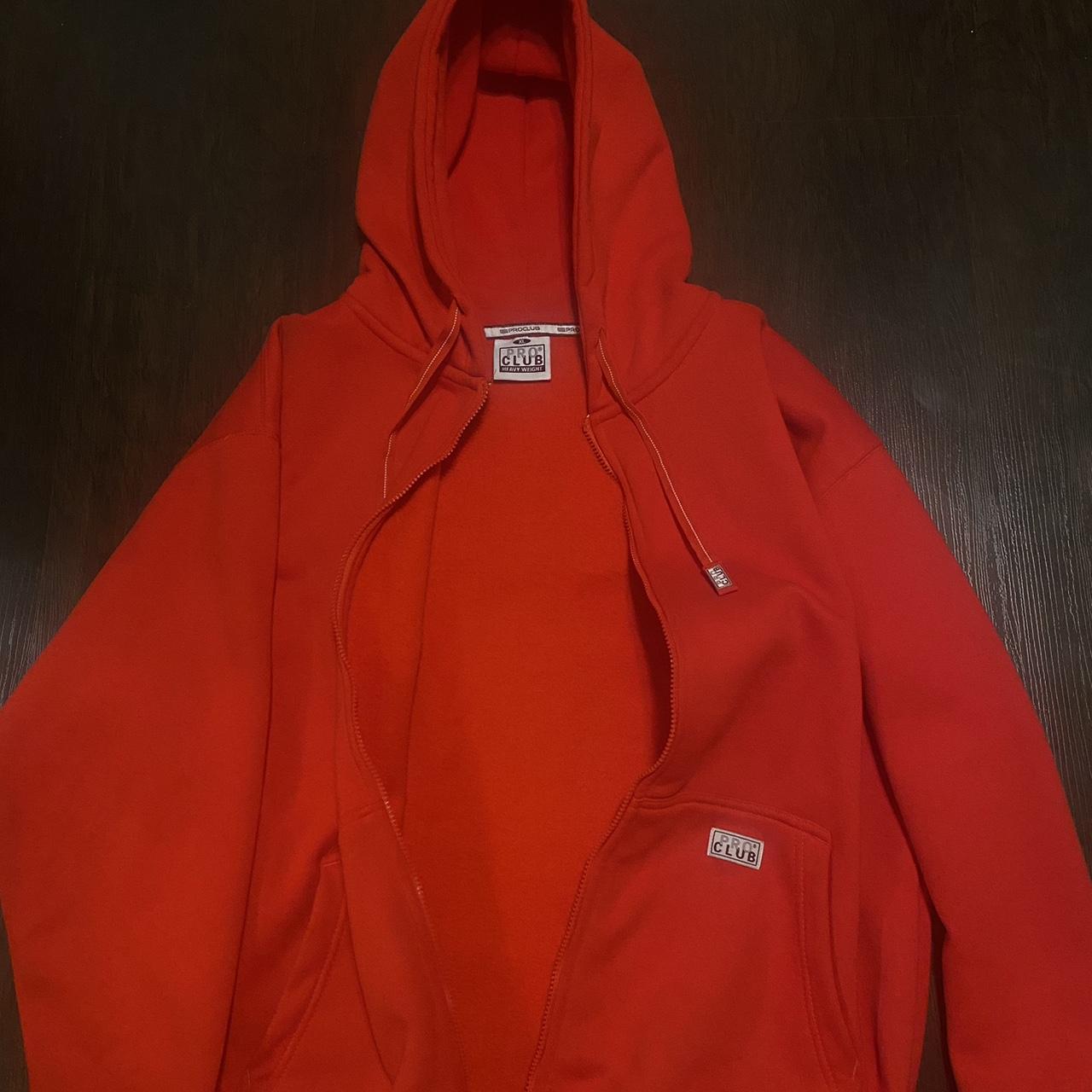 red proclub zip up worn a few times 1 small... - Depop