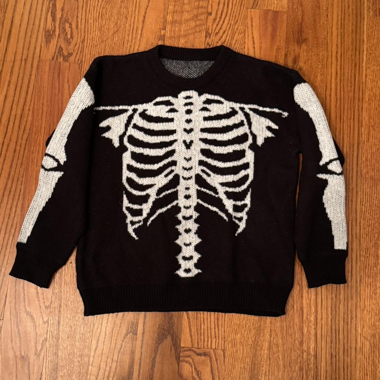 skeleton knit sweater #sweater #halloween #skeleton - Depop