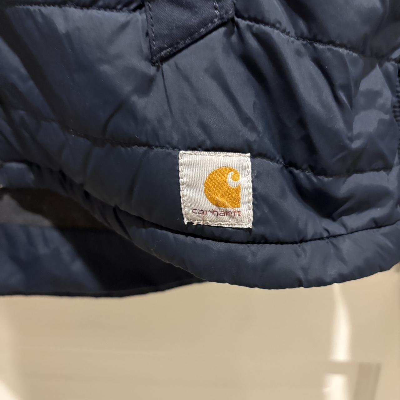 navy blue carhartt puffer jacket with detachable... - Depop