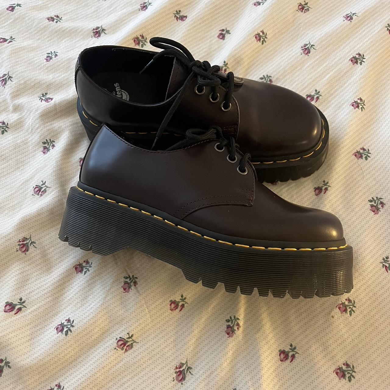 maroon doc martins **barely worn size... - Depop