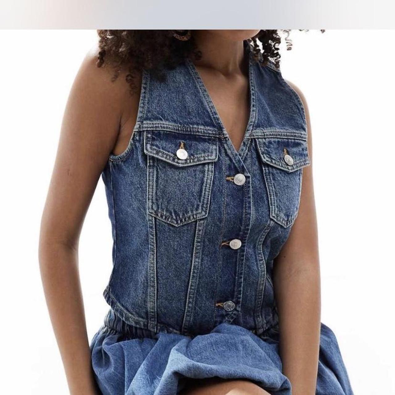 ASOS Blue denim waist coat. Size 12.... | Depop