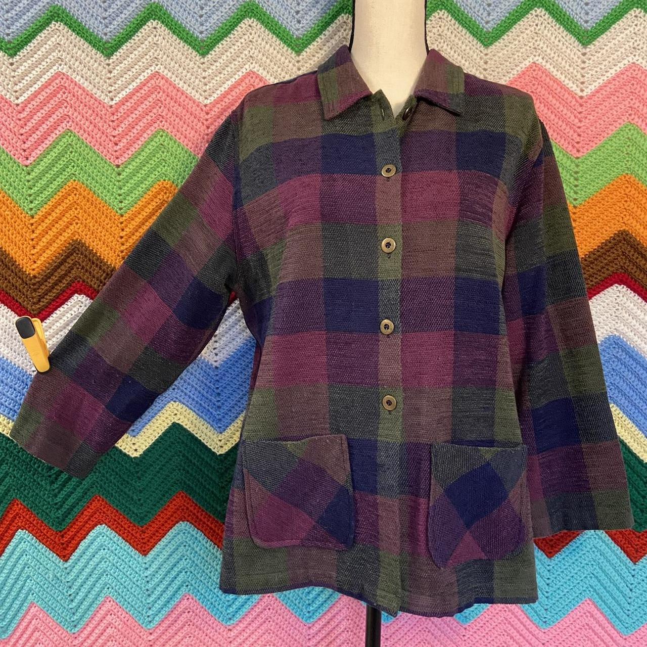 Cozy plaid shacket! Has brass buttons and functional... - Depop