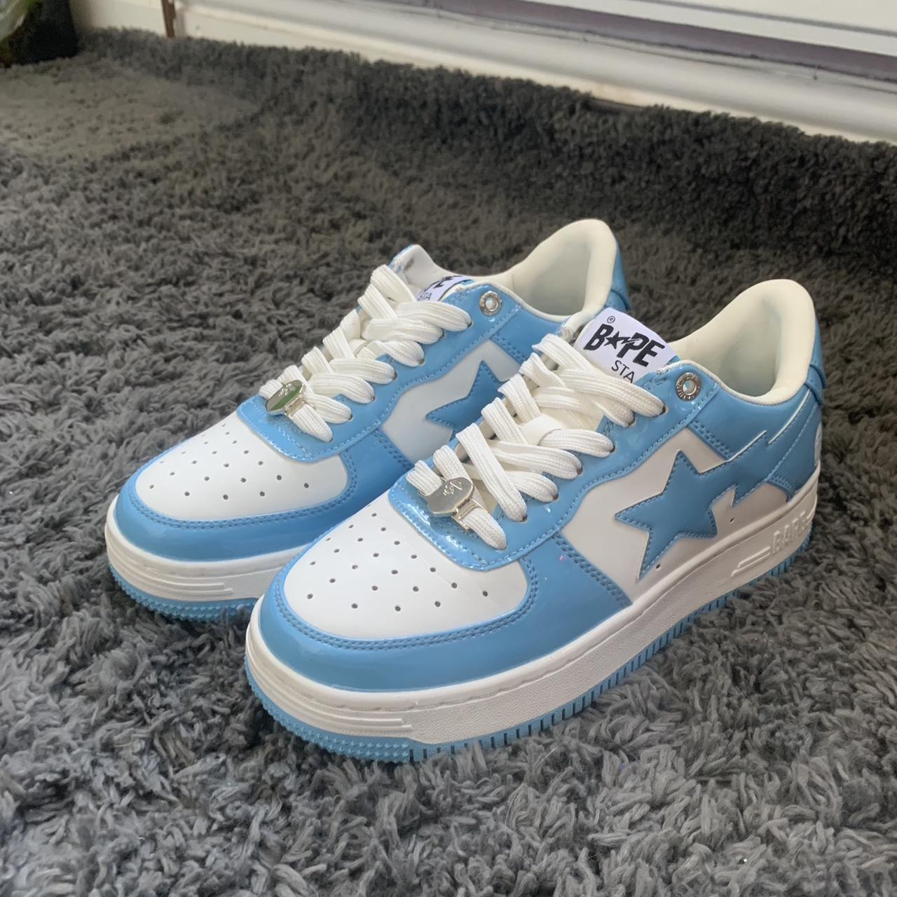 BAPE Women's Blue and White Trainers | Depop