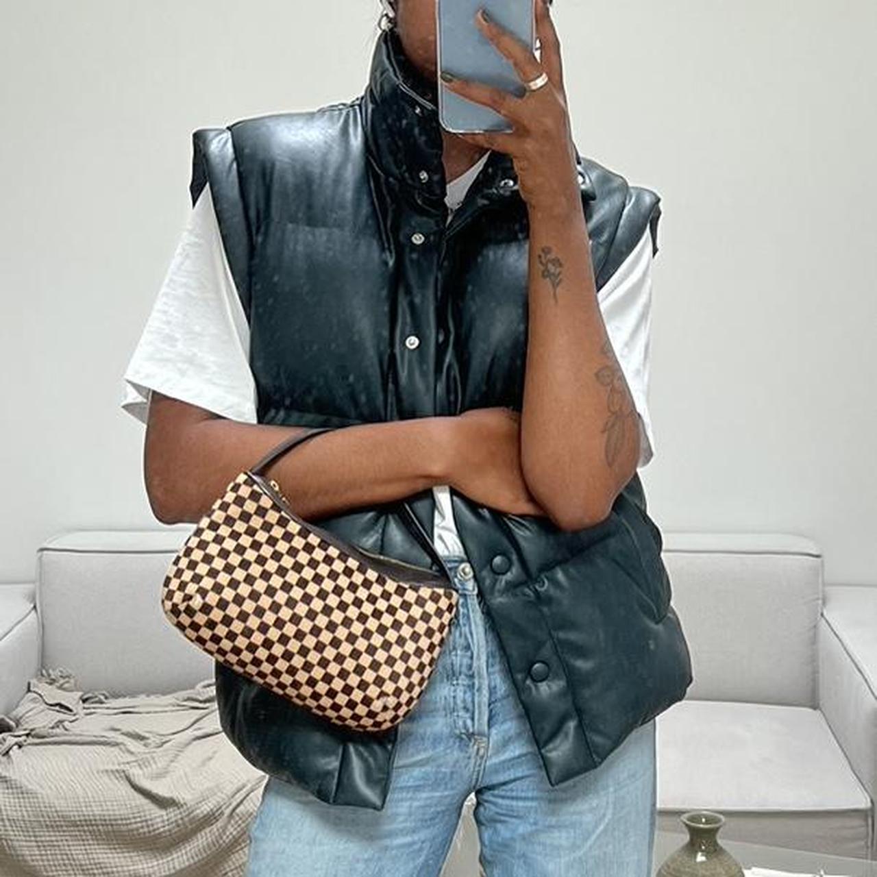 green leather vest made to fit oversized with snap... - Depop