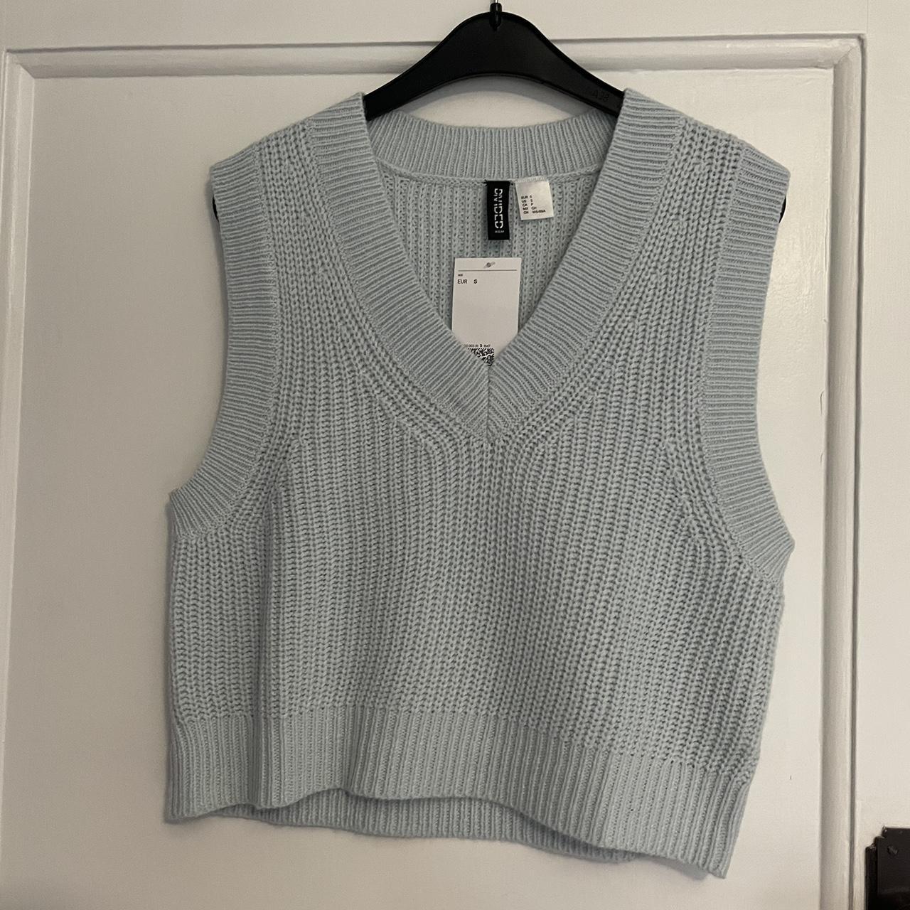 Light blue knitted vest Slightly cropped New with... - Depop